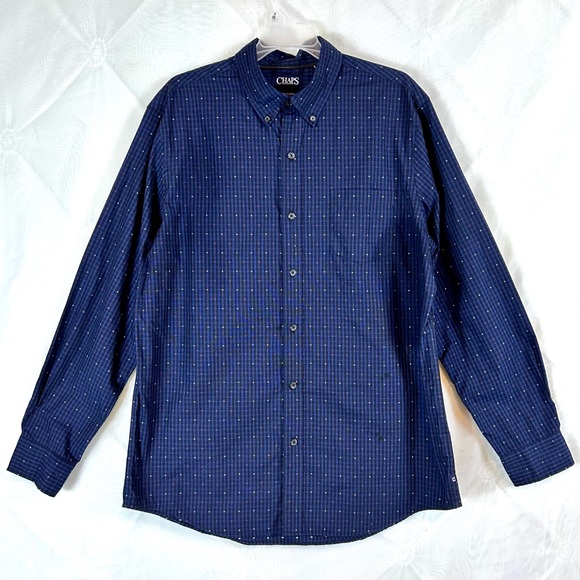 Chaps | Shirts | Mens Chaps Long Sleeve Button Front Blue Pattern Shirt ...